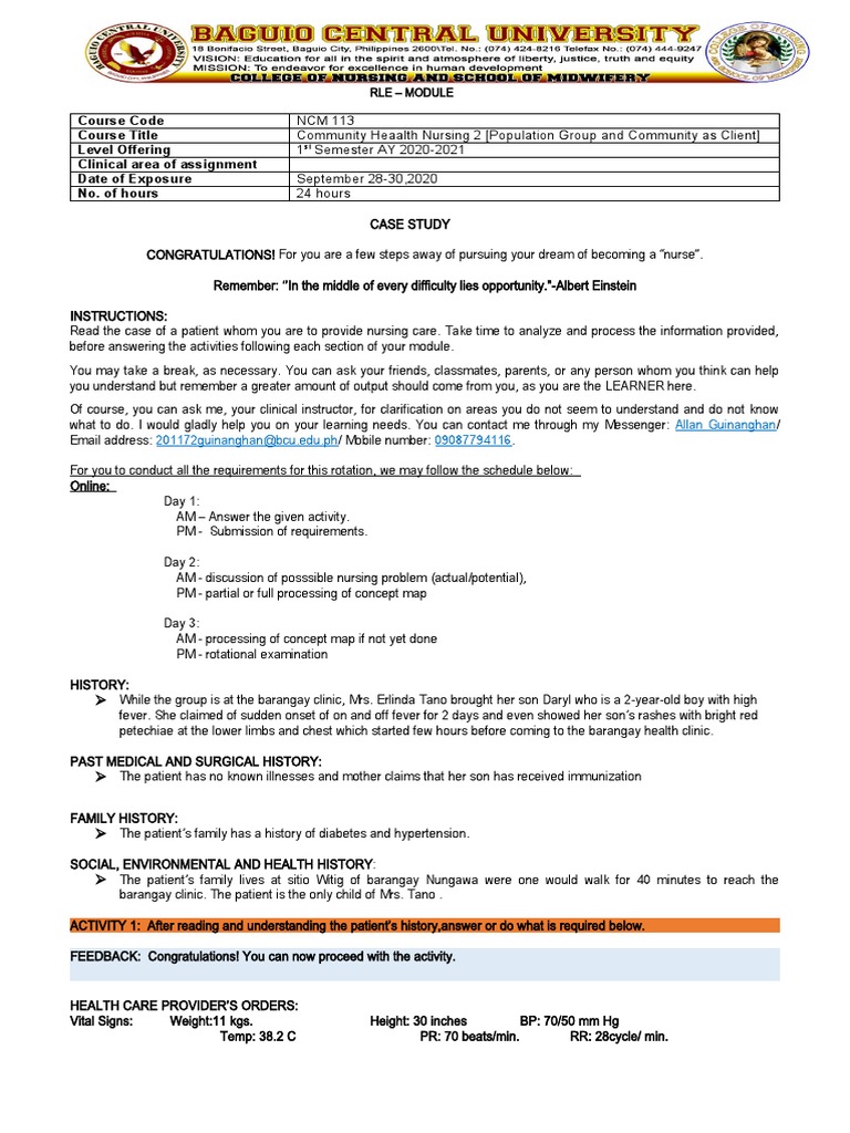 Community Health Nursing Case Study | PDF | Physical Examination ...