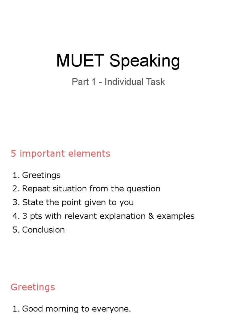 MUET Speaking Part 1 - Individual | PDF | Psychological Concepts ...