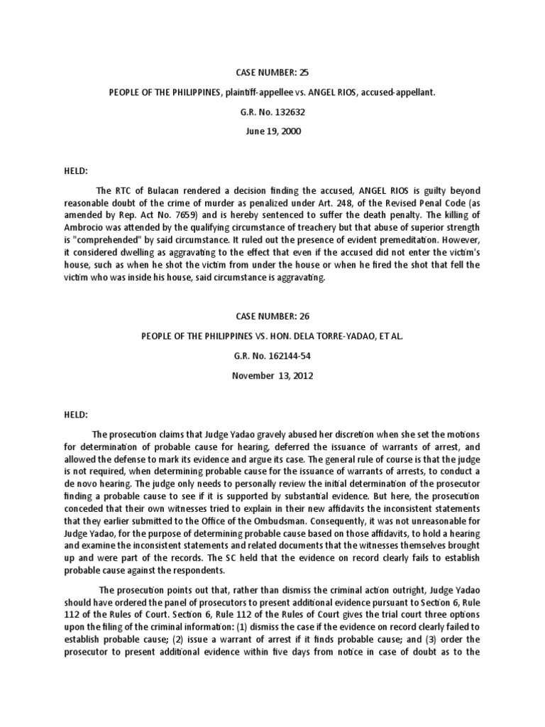 Criminal Law CASEs | PDF | Probable Cause | Prosecutor