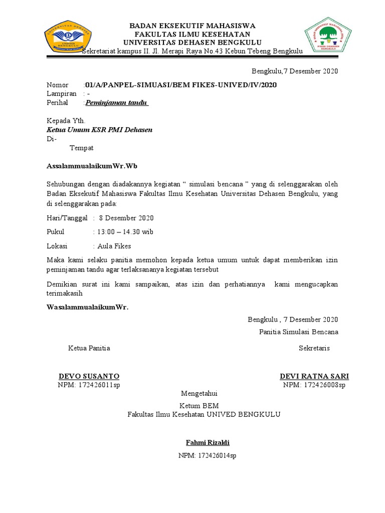 Surat Peminjaman Pmi | PDF