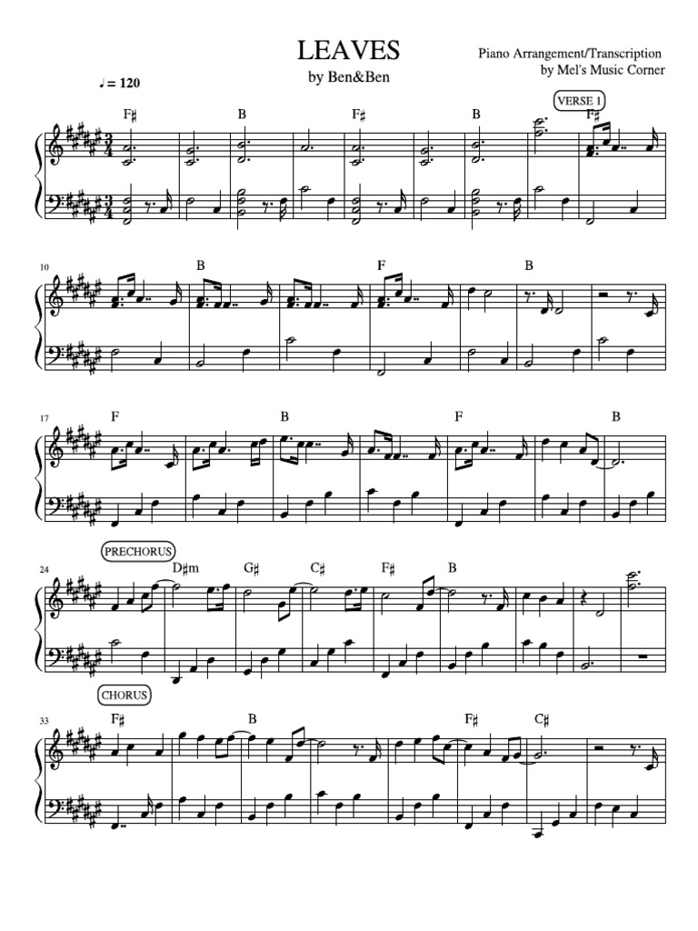 LEAVES Music Sheet PDF | PDF
