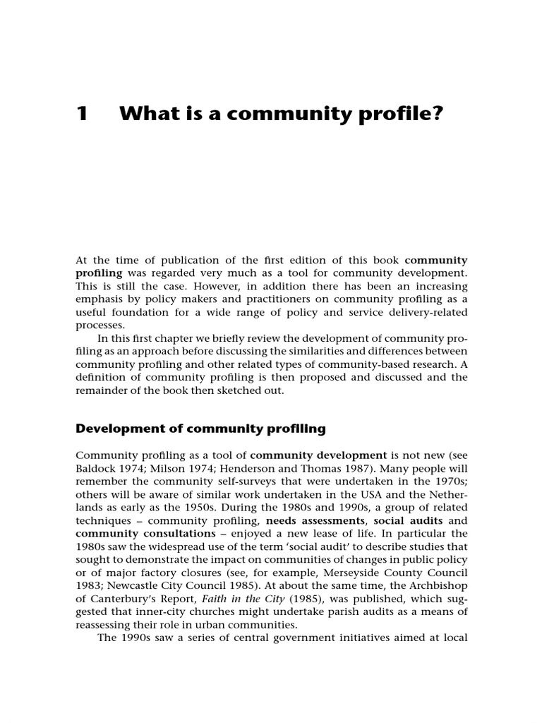 1 What Is A Community Profile?: Development of Community Profiling ...