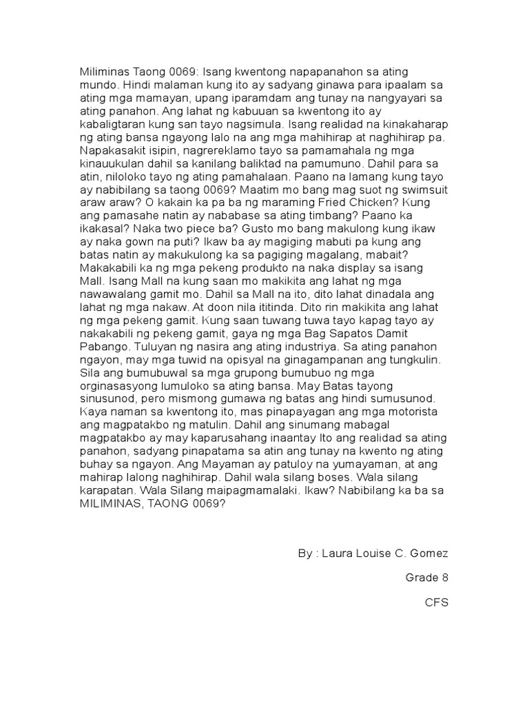 Miliminas Taong 0069 | PDF