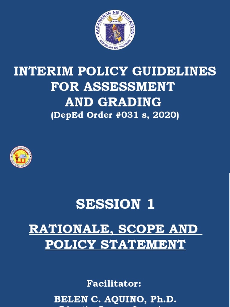 Interim Policy Guidelines For Assessment and Grading: (Deped Order #031 S, 2020) | Download Free ...