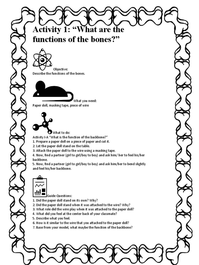 Activity 1: "What Are The Functions of The Bones?" | PDF | Hand | Hip