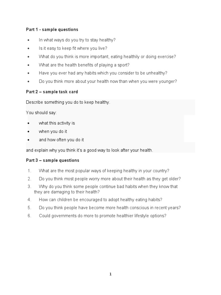 IELTS Speaking Practice | PDF | Habits | Cognition