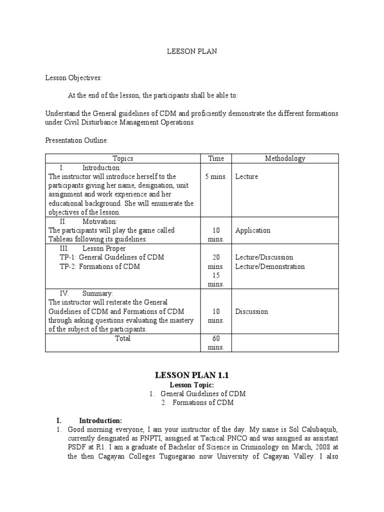 Leeson Plan | PDF | Lesson Plan | Learning