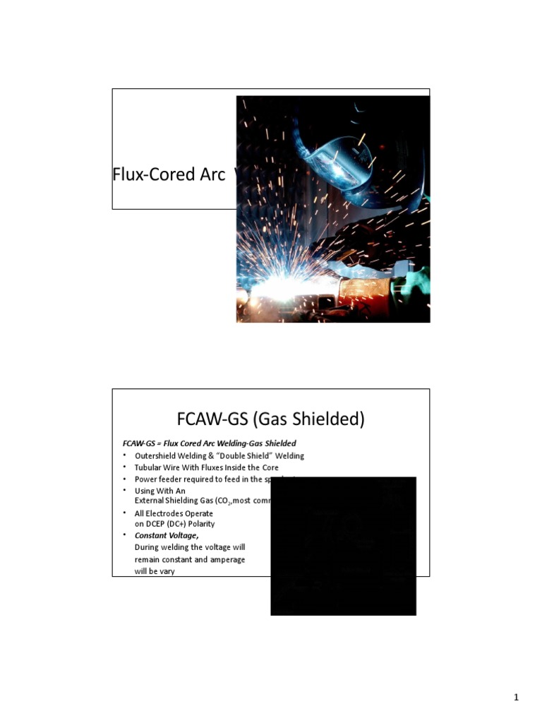 FCAW-GS Flux Cored Arc Welding-Gas Shielded | PDF | Welding | Construction