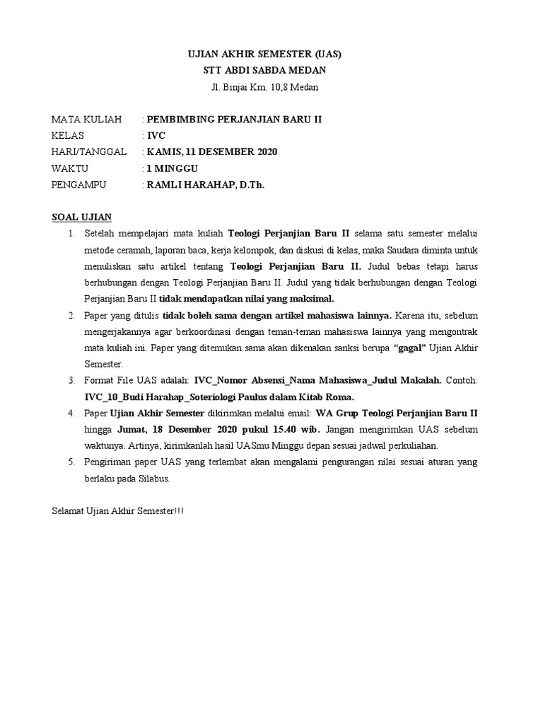 C - Uas Teologi PB Ii | PDF