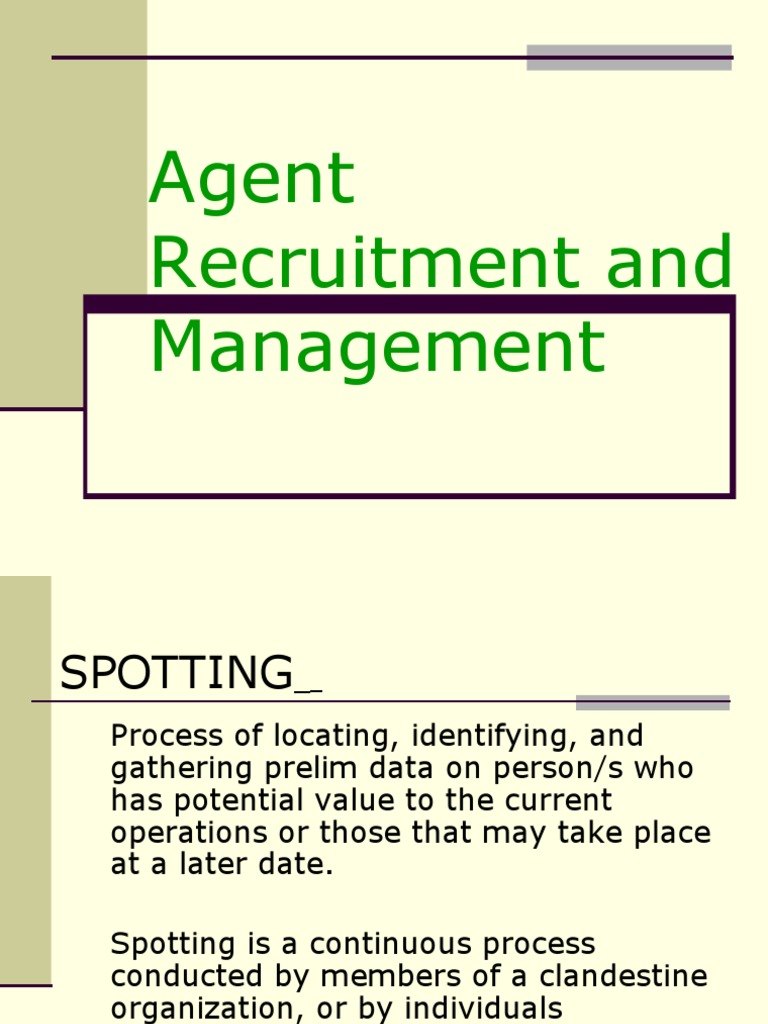 Agent Recruitment and Management Guide | PDF | Secrecy | Motivation