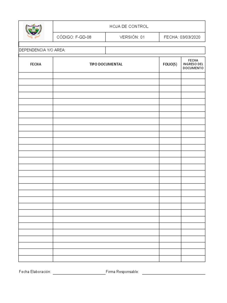F-GD-08 Hoja de Control | PDF