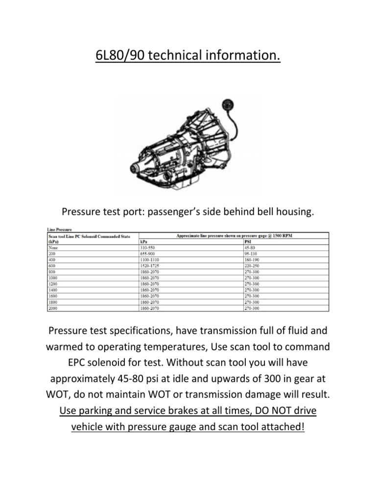 6L80 Transmission Pressure Testing Guide | PDF