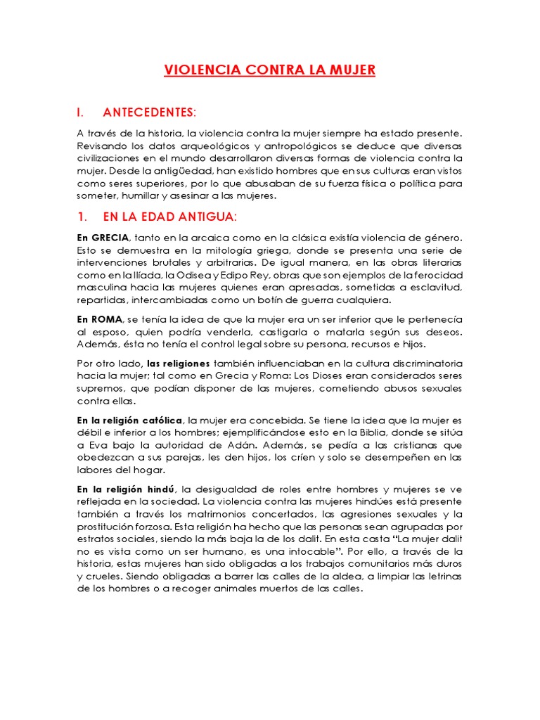 Violencia Contra La Mujer Pdf La Violencia Contra Las Mujeres