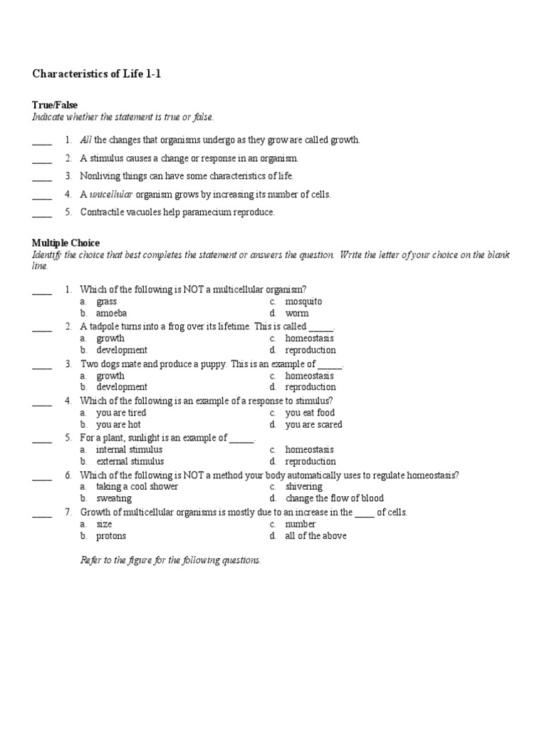 Characteristics of Life Quiz and Answers | PDF | Organisms | Nature