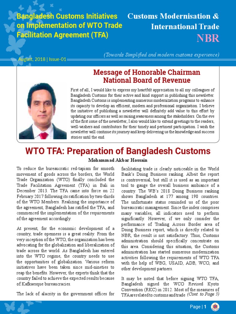 Newsletter - Customs Modernisation & International Trade-NBR | PDF ...