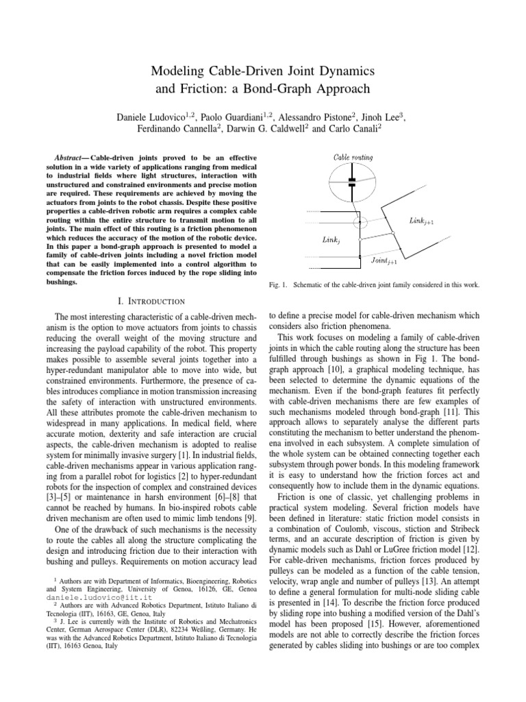 Modeling Cable-Driven Joint Dynamics and Friction: A Bond-Graph ...