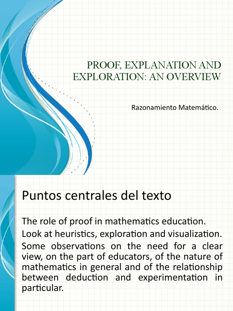 Proof, Explanation and Exploration | PDF | Mathematical Proof ...