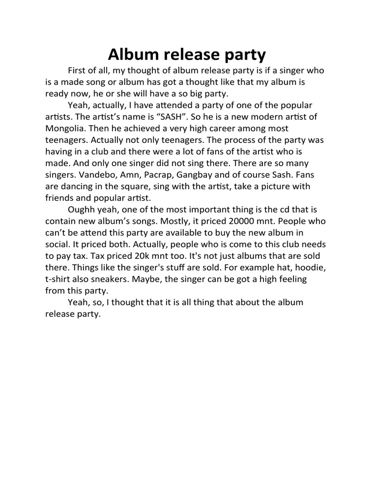 Insights on Album Release Parties | PDF