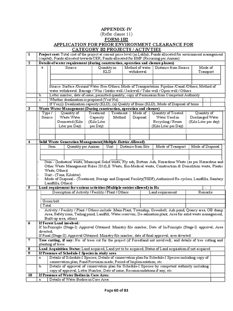 Appendix-Iv (Refer Clause 11) FORM-1B2 Application For Prior ...