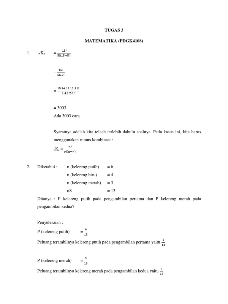 Tugas 3 Tuton Matematika PDF | PDF