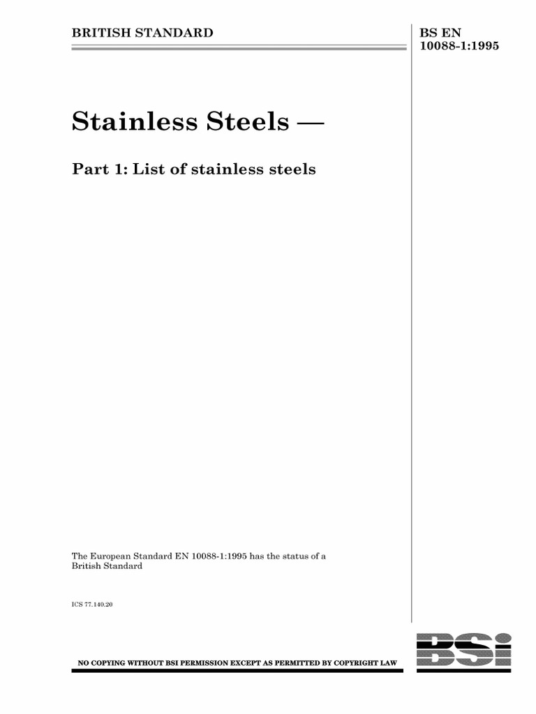 En 10088 1 Stainless Steels | PDF