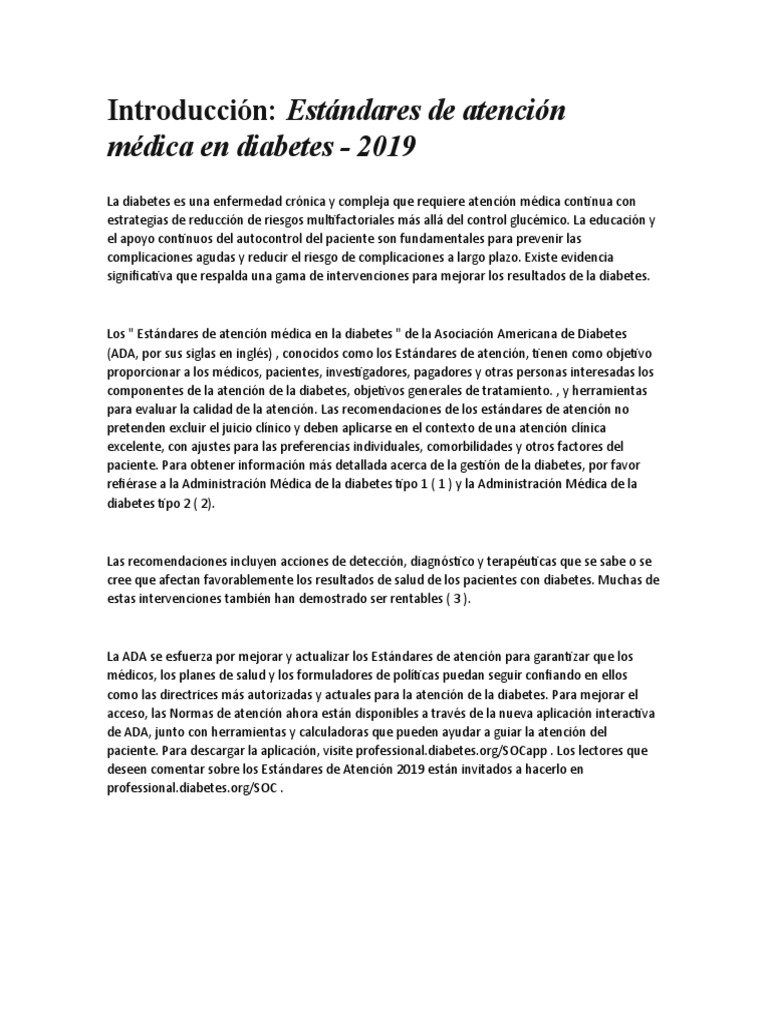 Ada 2019 Español | PDF | Diabetes | Condicion cronica