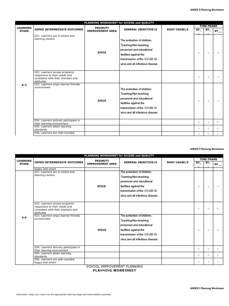 SIP Annex 5 - Planning Worksheet EFICS NEW | PDF | Transmission ...