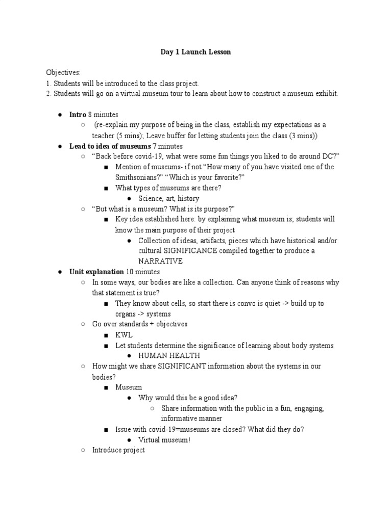 PBL Lesson Plans | Download Free PDF | Museum | Lesson Plan