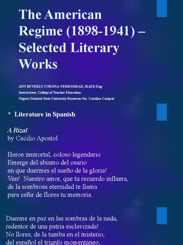 The American Regime (1898-1941) - Selected Literary Works | PDF ...