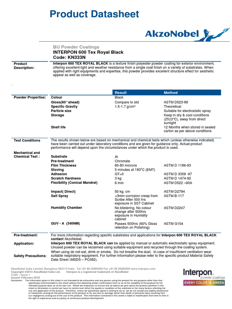 Interpon 600 Data Sheet PDF | PDF | Materials | Chemistry