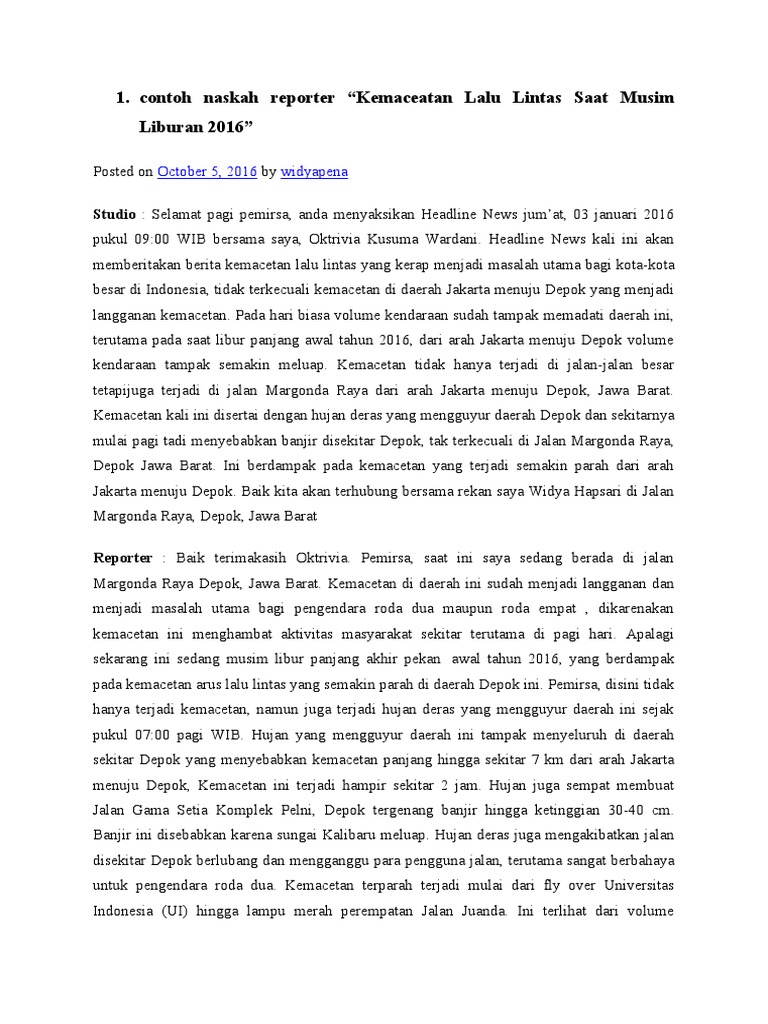 Contoh Naskah Reporter | PDF