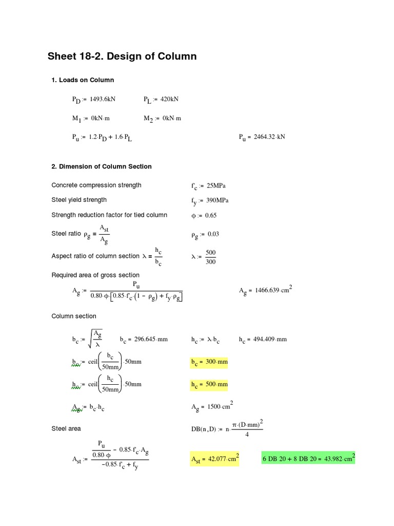 Column Design and Load Calculations | PDF | Column | Solid Mechanics