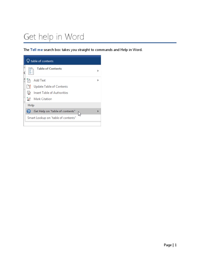 Get Help in Word: Tell Me | PDF
