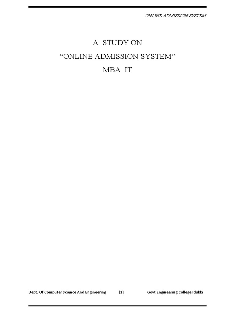 A Study On "Online Admission System" Mba It | PDF | Php | Databases