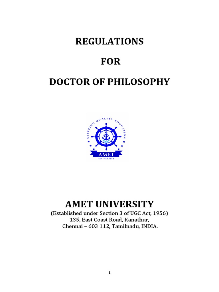 PH.D Regulations - Final | PDF | Doctor Of Philosophy | Doctorate