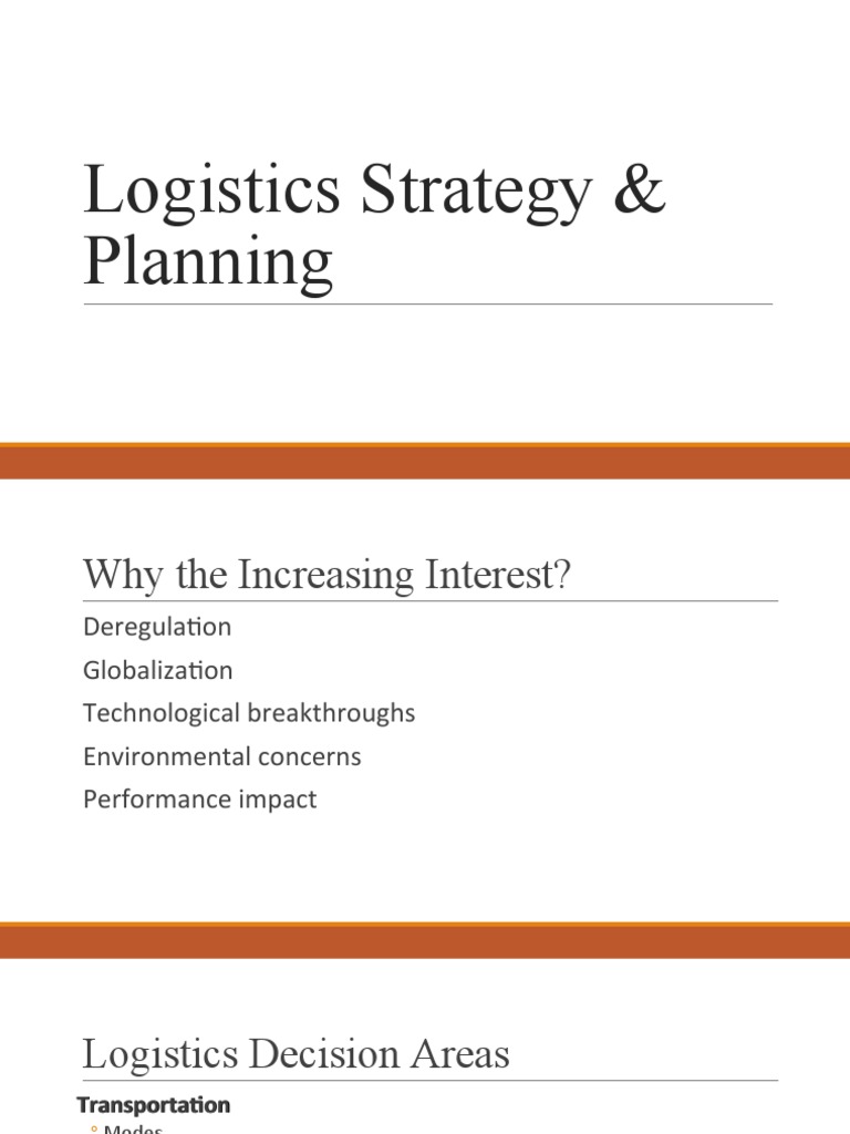 Logistics Strategy & Planning | PDF | Logistics | Pricing