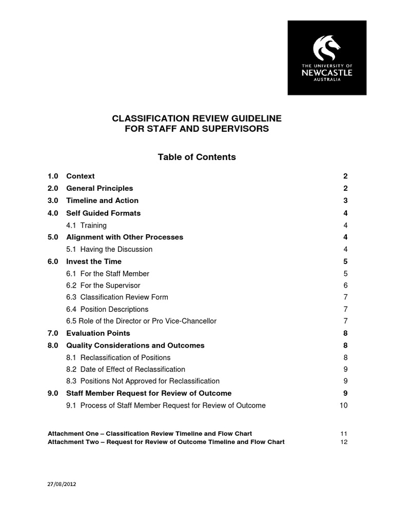 Classification Review Guideline For Staff and Supervisors | PDF ...