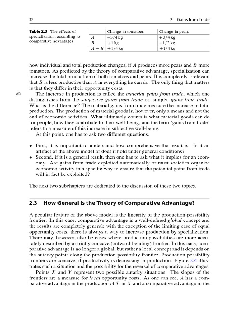 Table 2.3: 32 2 Gains From Trade | PDF | Comparative Advantage | Market ...
