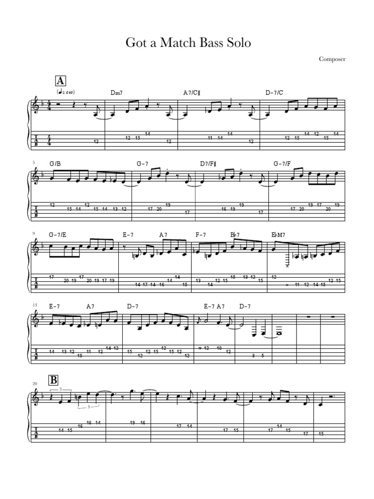 Got a Match Bass Transcription | PDF