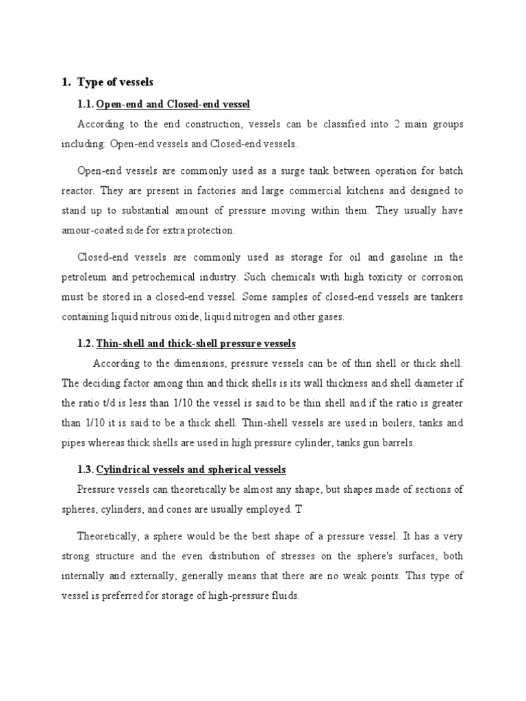 Type of Vessels: 1.1. Open-End and Closed-End Vessel | PDF | Heat ...