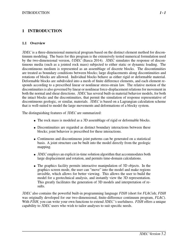 3DEC Is A Three-Dimensional Numerical Program Based On The Distinct Element Method For Discon ...
