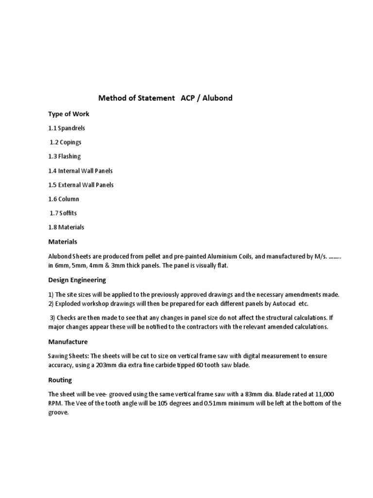 Method Statement ACP Cladding | Download Free PDF | Sheet Metal | Screw