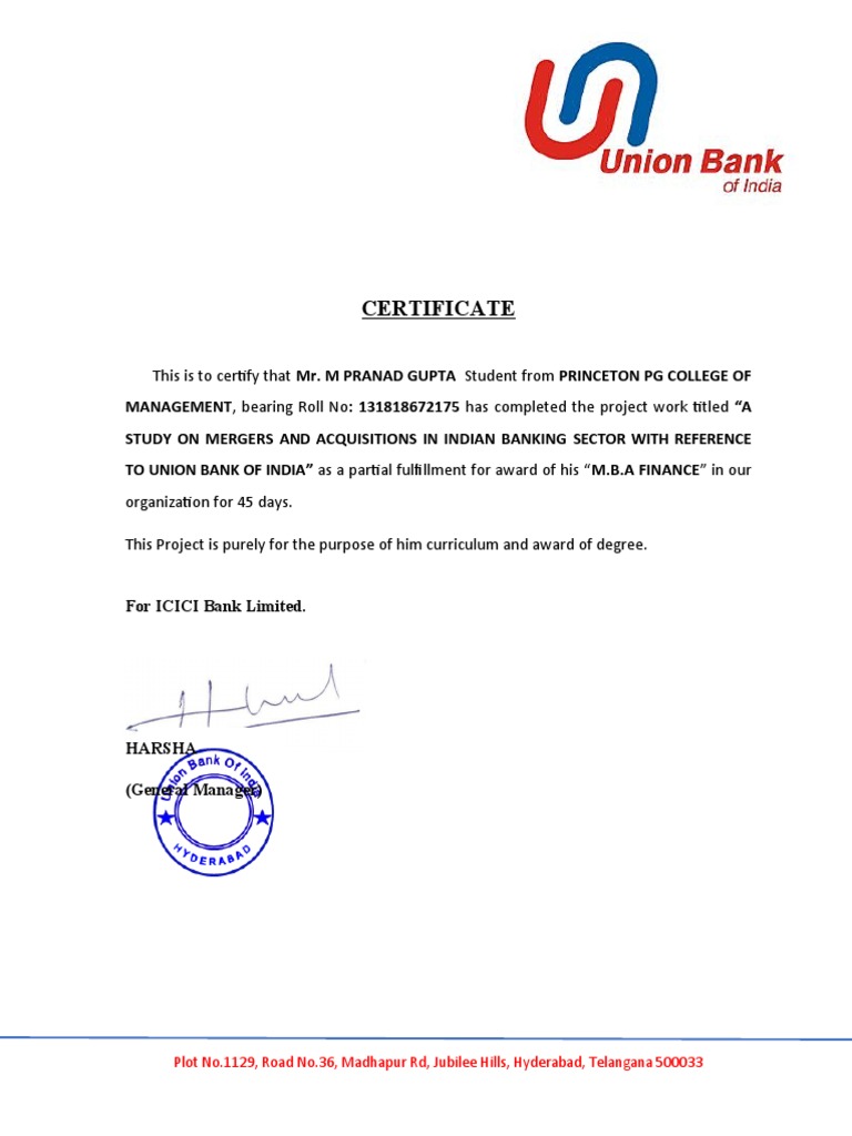 Certificate: This Is To Certify That Mr. M PRANAD GUPTA Student From ...