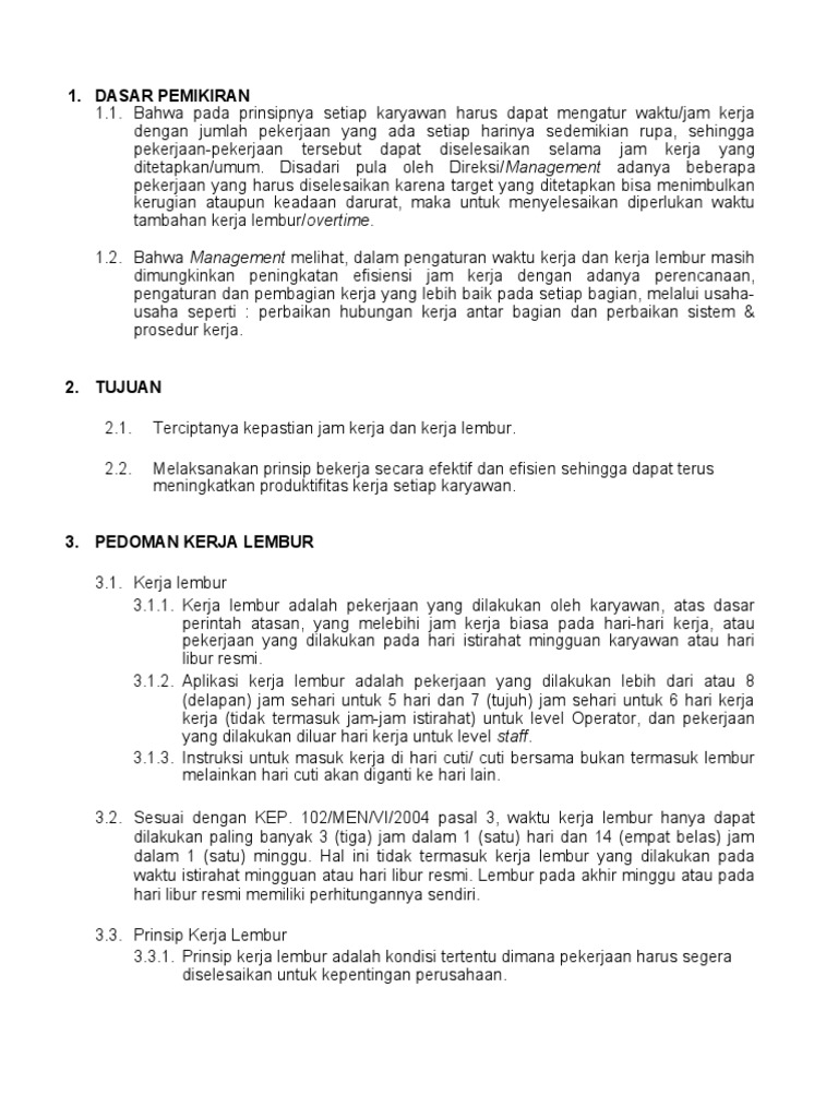 SOP LEMBUR Portofolio | PDF