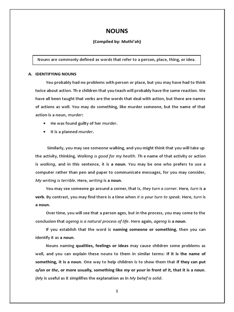 Topic 1 - NOUNS | PDF | Noun | Plural