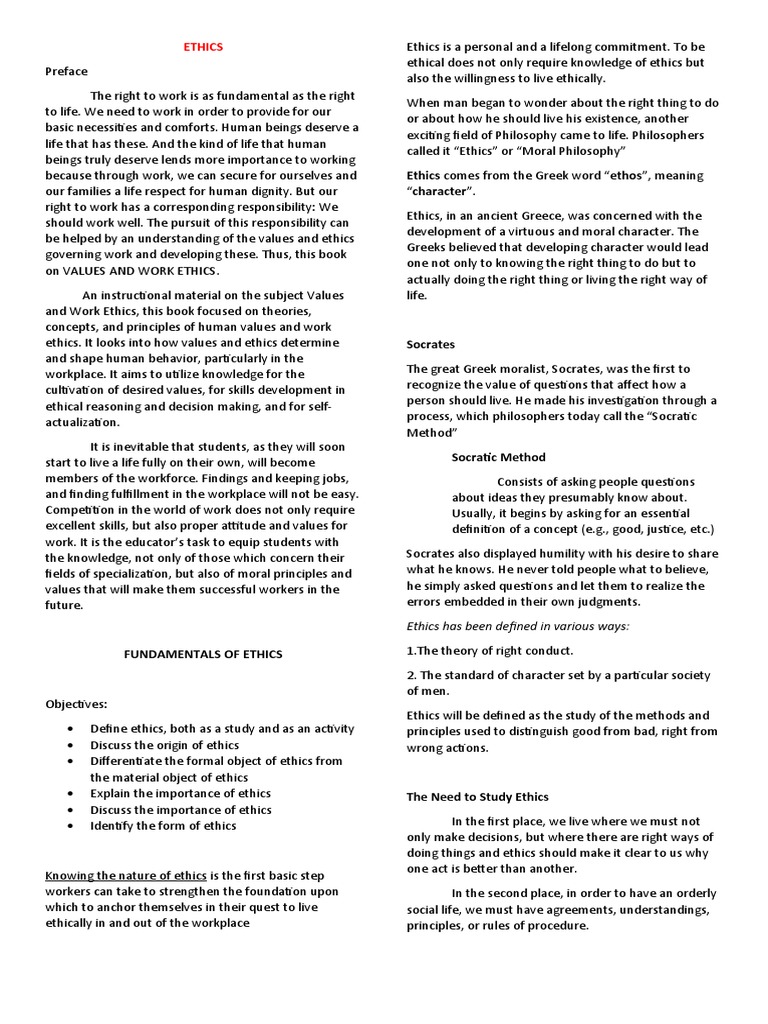 Fundamentals of Ethics | PDF | Value (Ethics) | Morality