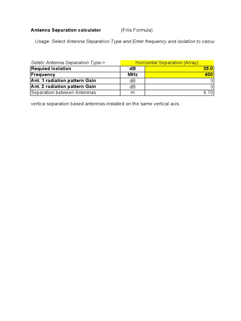 Antenna Separation Calculator | PDF