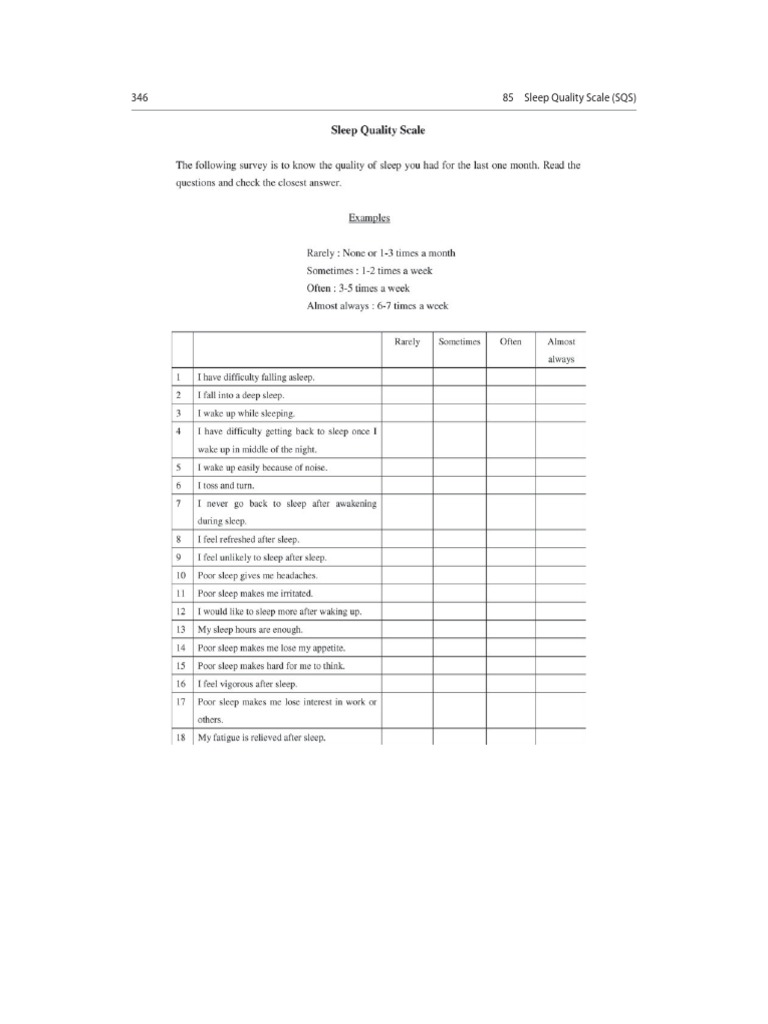 346 85 Sleep Quality Scale (SQS) | PDF