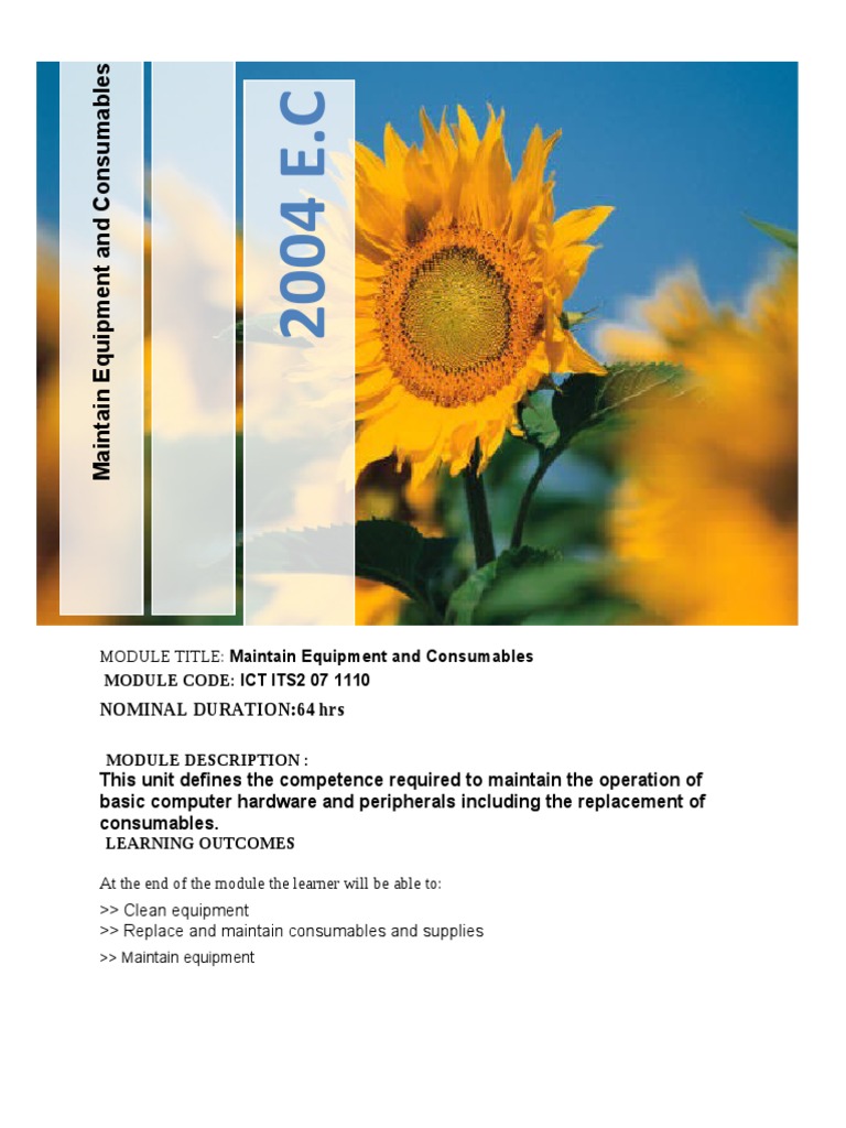 Nominal Duration:64 HRS: MODULE TITLE: Maintain Equipment and ...