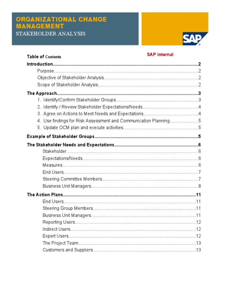 Organizational Change Management: Stakeholder Analysis | PDF ...